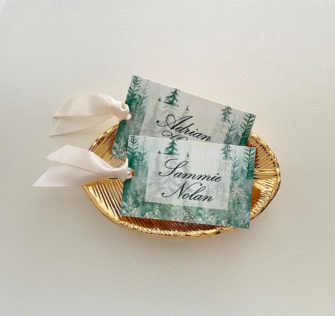 Forest Wedding Place Cards | Pine Tree Name Seating Cards | Woodland ...