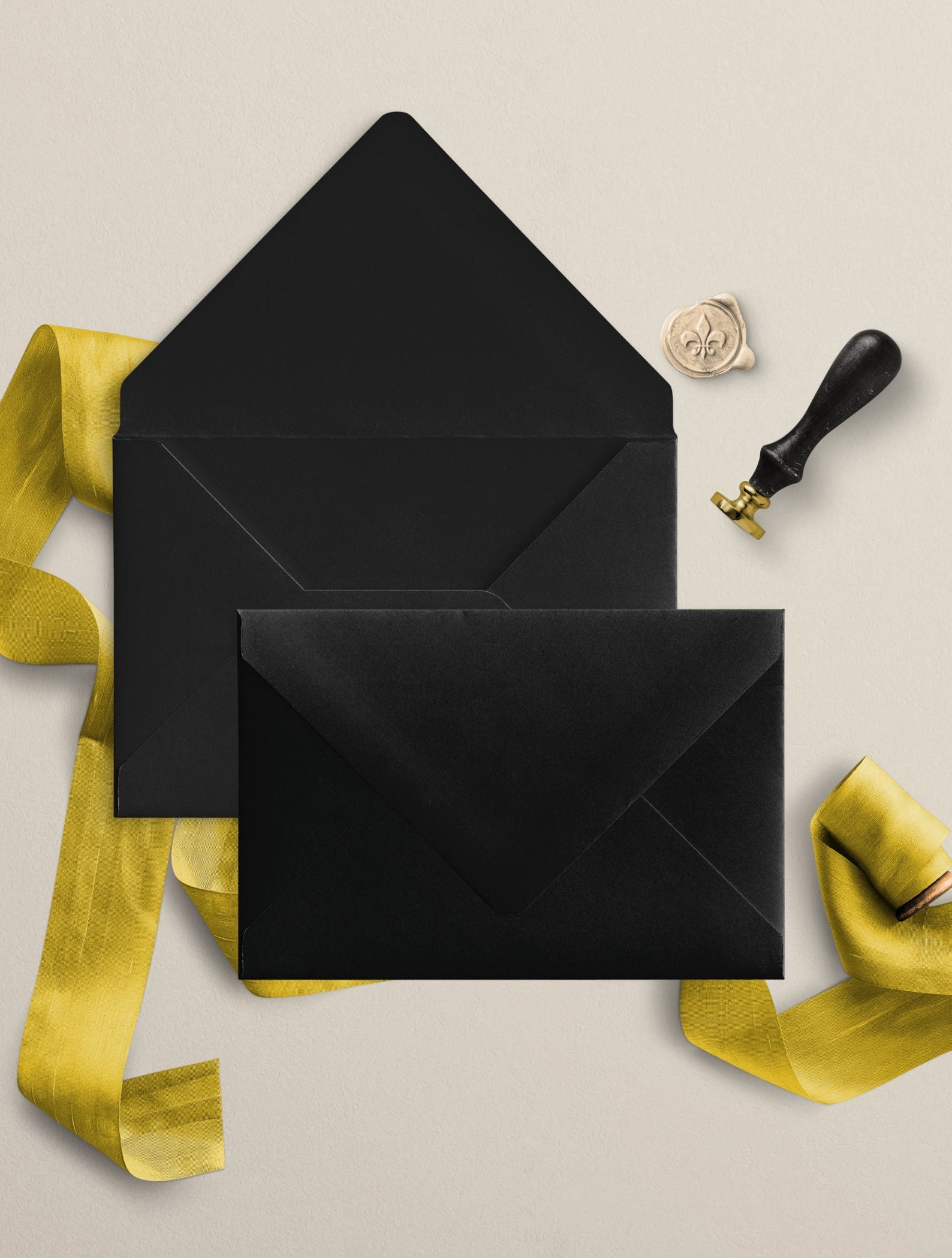 Black A7.5 Envelopes| Matte Black Wedding Envelopes| Ebony Euro Flap ...