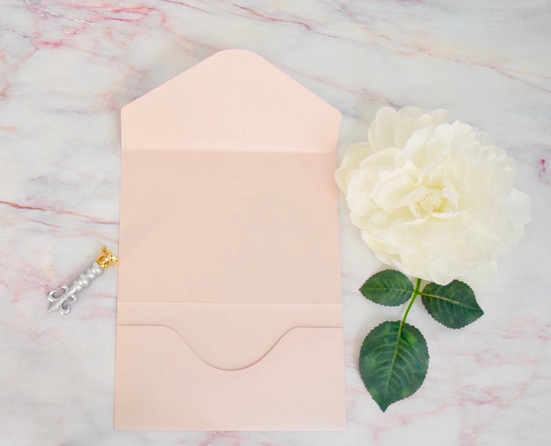 Pocket Wedding Invitation| Blush Tri-fold Envelopes| Pocket Invitation ...