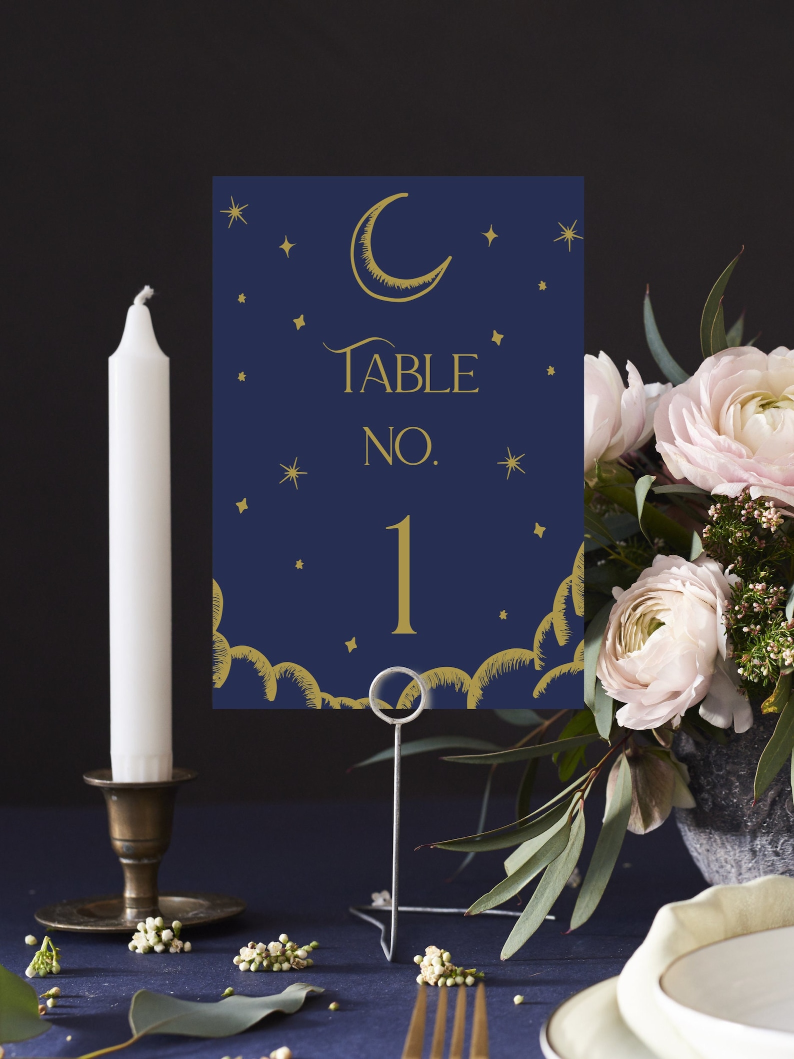 Celestial Wedding Table Numbers | Starry Night Table Numbers | Navy and ...