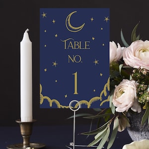 Celestial Wedding Table Numbers | Starry Night Table Numbers | Navy and ...