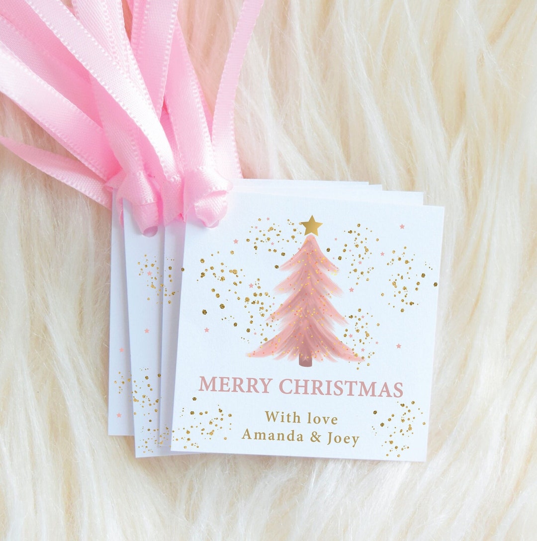 Pink Christmas Tree Tags| Pink Christmas Gift Tags| Pastel Holiday Gift ...