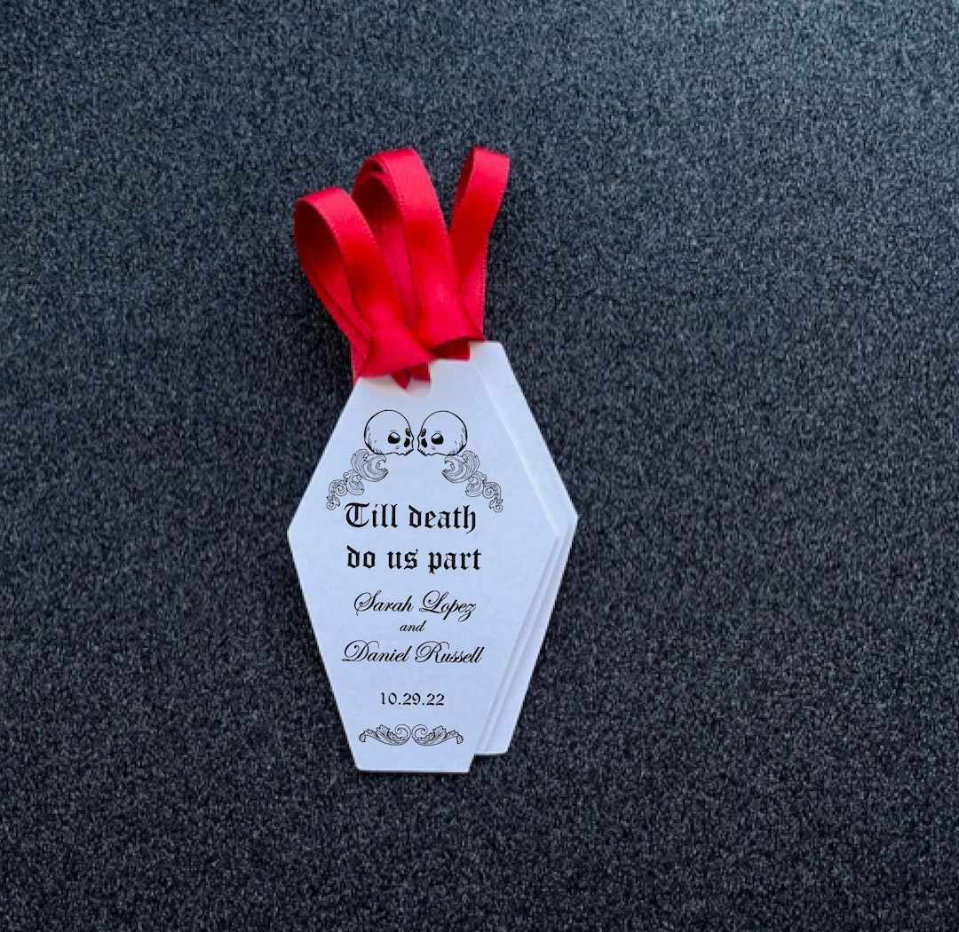 Skull Wedding Favor Tags| Coffin Shaped Wedding Tags| Till Death Do Us ...