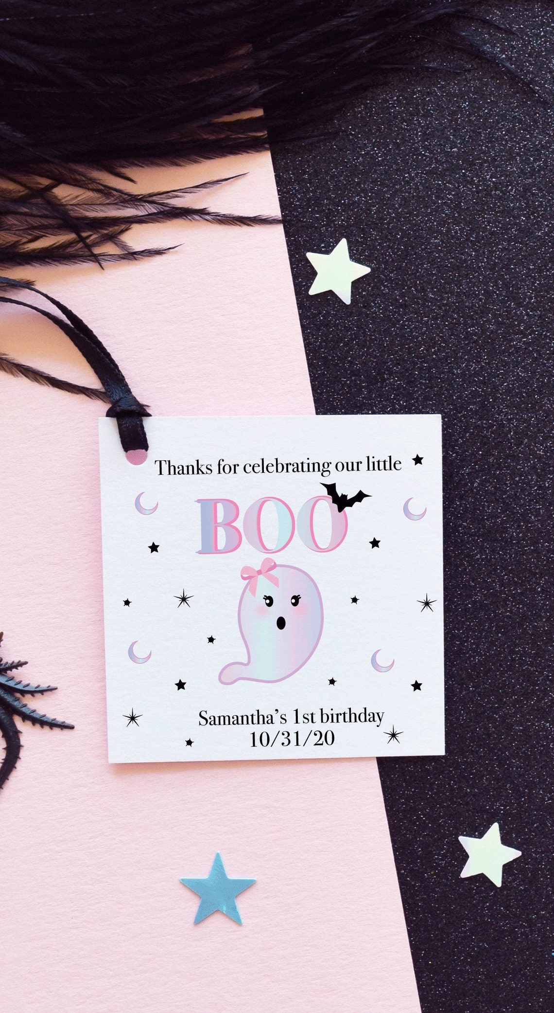 Pink Ghost Halloween Tags Little Boo Favor Tags Pastel Pink | Etsy