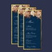 Blue Wedding Menu Card Boho Floral Printed Menus Autumn Floral Dinner ...