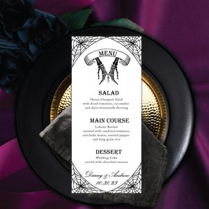 Gothic Wedding Menu| Till Death Menu Cards| Skeleton Wedding Menu ...