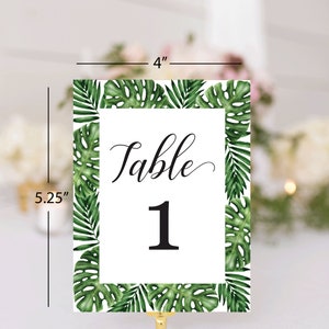 Tropical Wedding Table Number|monstera Table Number| Palm Leaf Printed ...