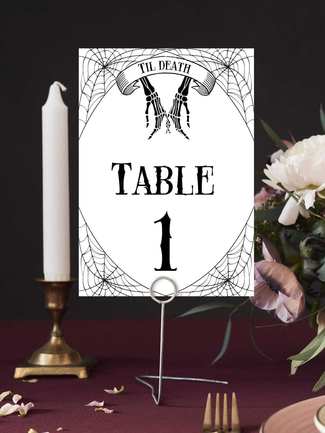 Till Death Table Number Cards| Gothic Table Numbers| Halloween Wedding ...
