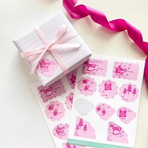 Pink Christmas Gift Tags | Christmas Gift Sticker Sheet|pink Holiday ...