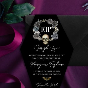 RIP Single Life Invitation | Gothic Bridal Shower Invitation| Halloween ...