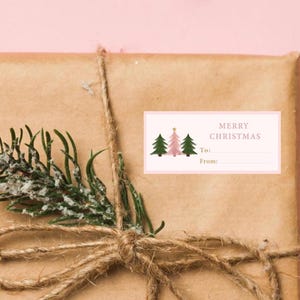 Pink Christmas Gift Tags Pink Christmas Gift Sticker Sheet 20 Holiday ...