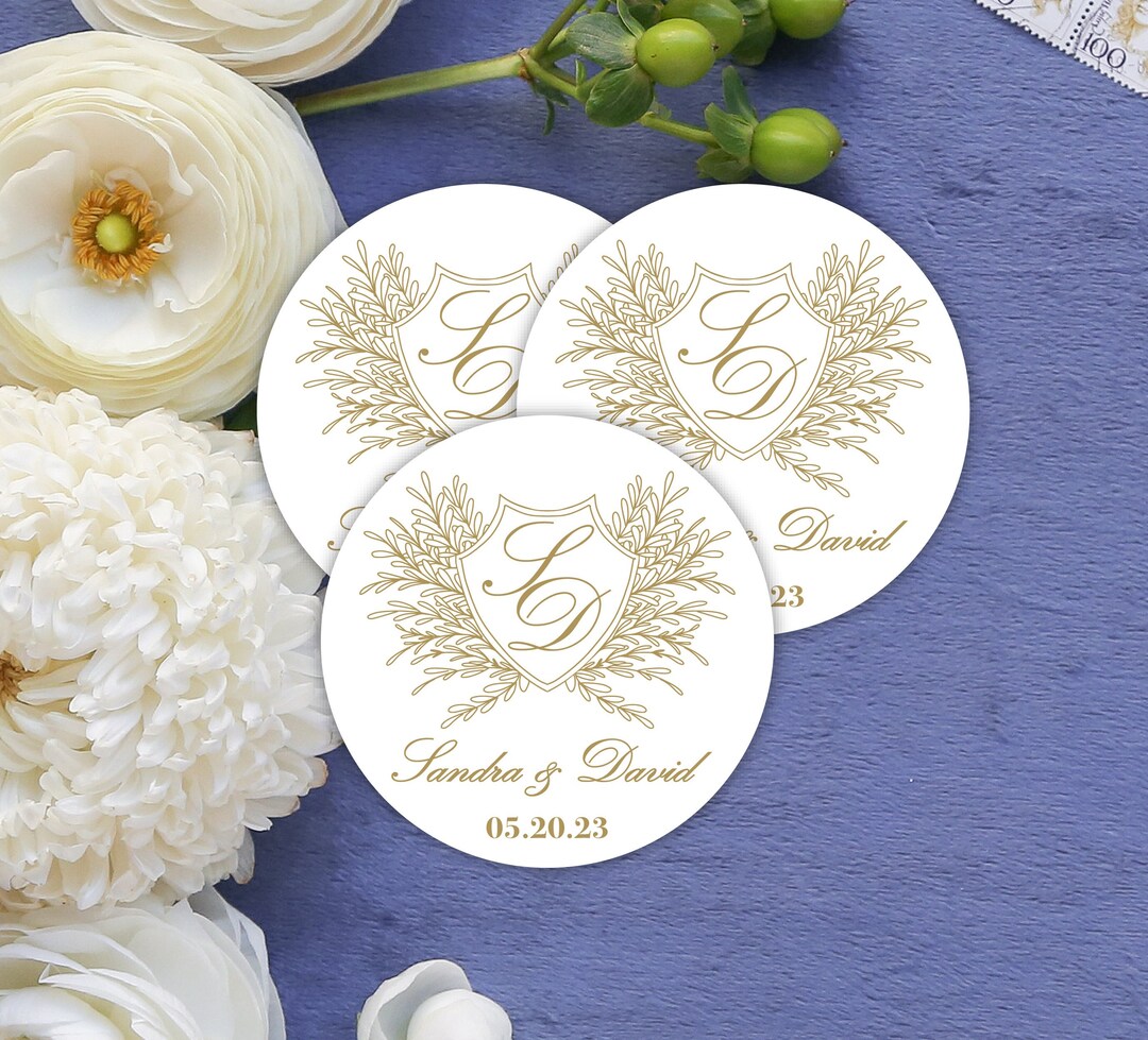 Wedding Favor Stickers| Wedding Crest Thank You Labels| Bridal Favor ...