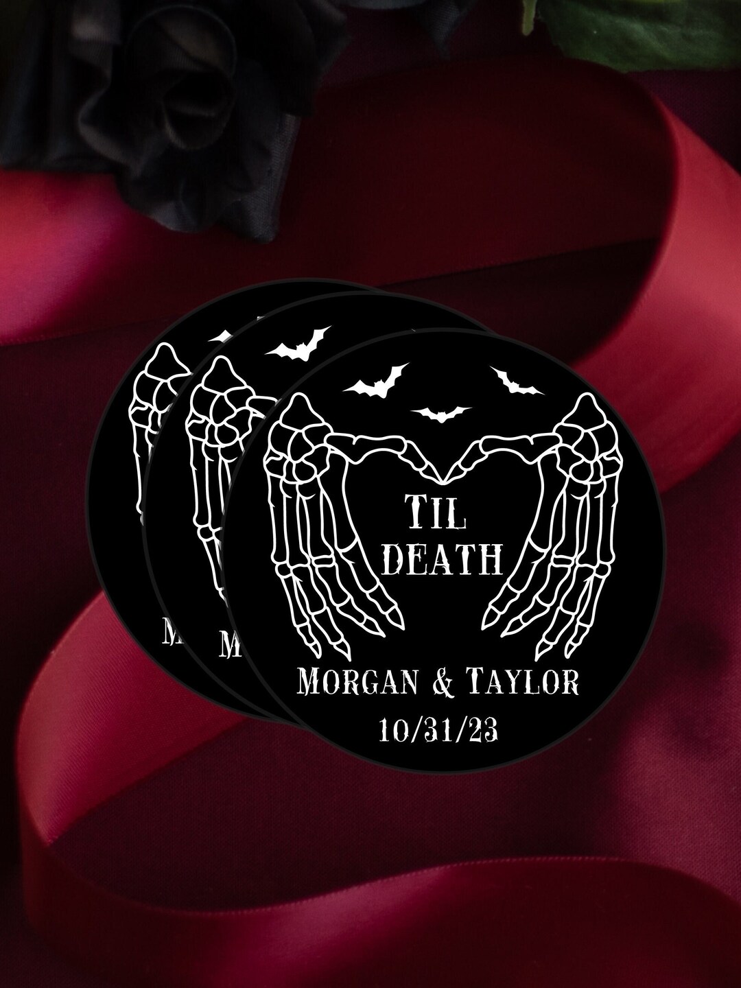 Gothic Wedding Favor Stickers| Til Death Do Us Part Stickers| Halloween ...