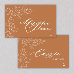Burnt Orange Wedding Place Cards Boho Wedding Place Card Earthy Modern ...