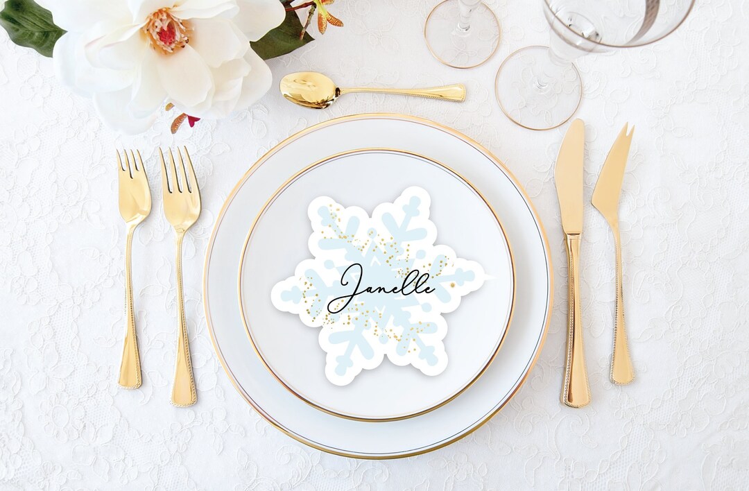 Snowflake Place Card| Winter Wonderland Place Cards| Winter Wedding ...