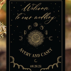 Celestial Welcome Wedding Sign| Tarot Wedding Sign| Witchy Wedding Sign ...