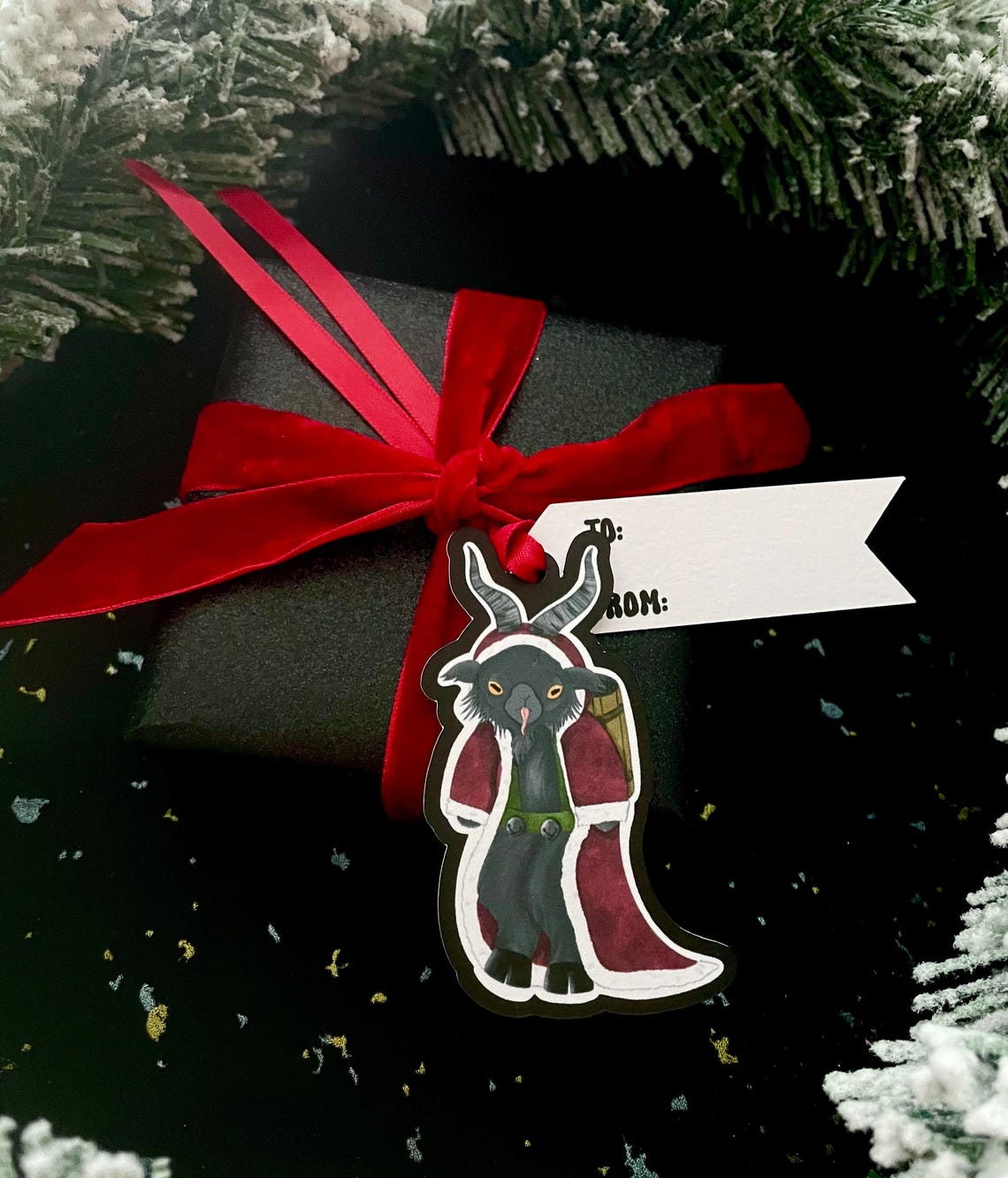 Merry Krampus Gift Tags | Goth Christmas Gift Tags | Creepy Holiday ...