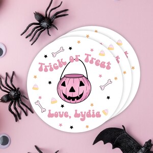 Pink Halloween Stickers| Halloween Favor Stickers| Trick or Treat Bag ...