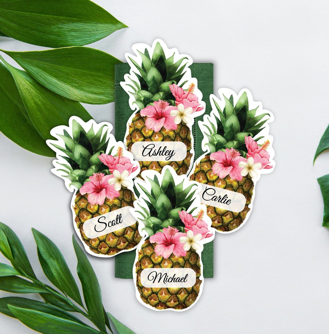 Pineapple Place Cards| Tropical Bachelorette Seating Cards| Luau ...
