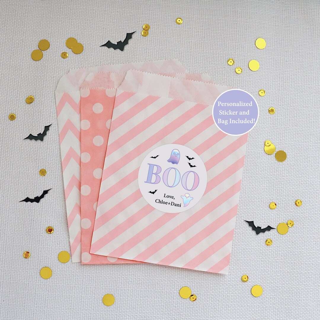 Pink Halloween Favor Bags| Halloween Boo Treat Bags| Pink Ghost ...