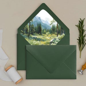 Forest Green Lined Envelopes| Spring Forest Trees Envelope Liner ...