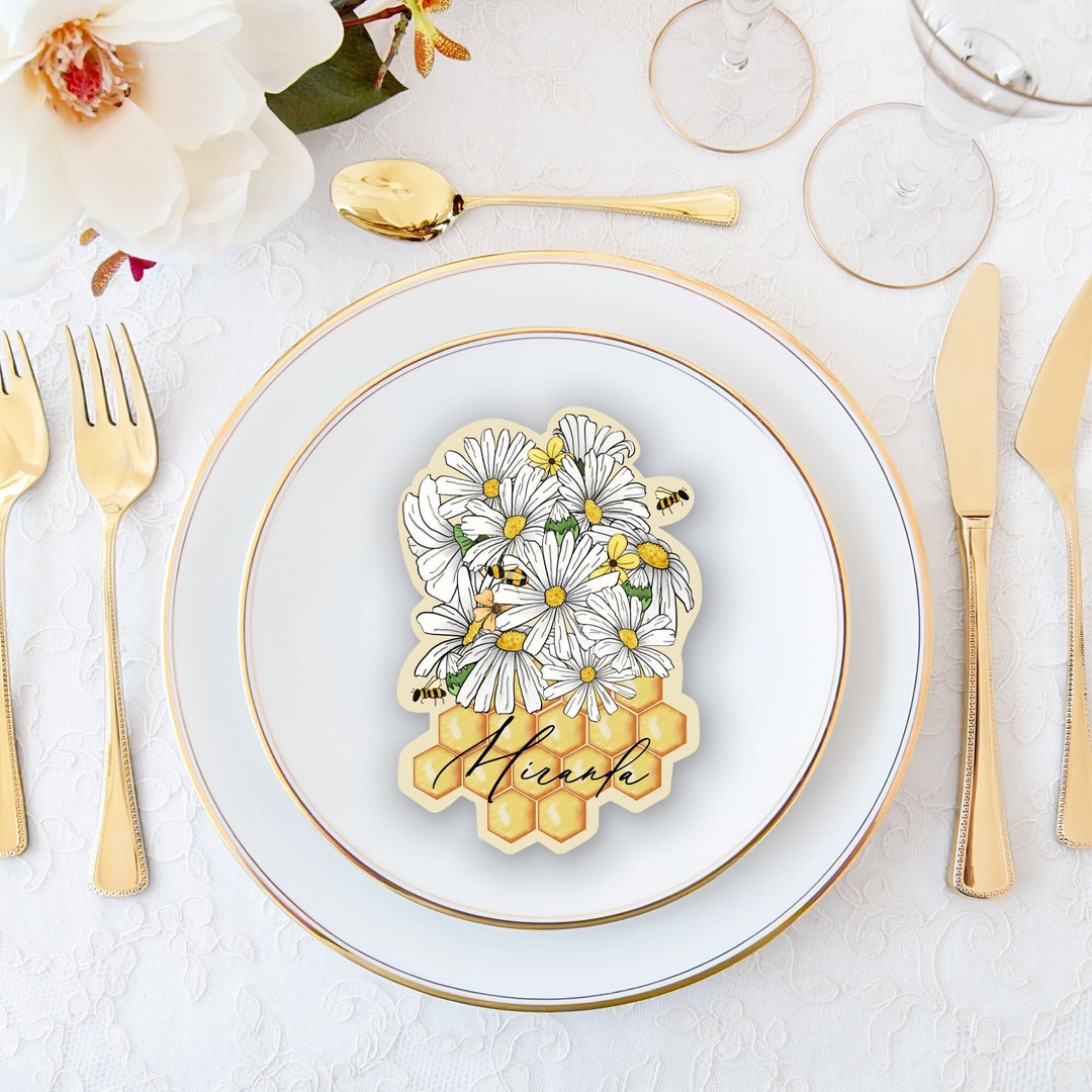 Honeycomb Place Cards Bumble Bee Name Cards Daisy Place Card Honeycomb ...