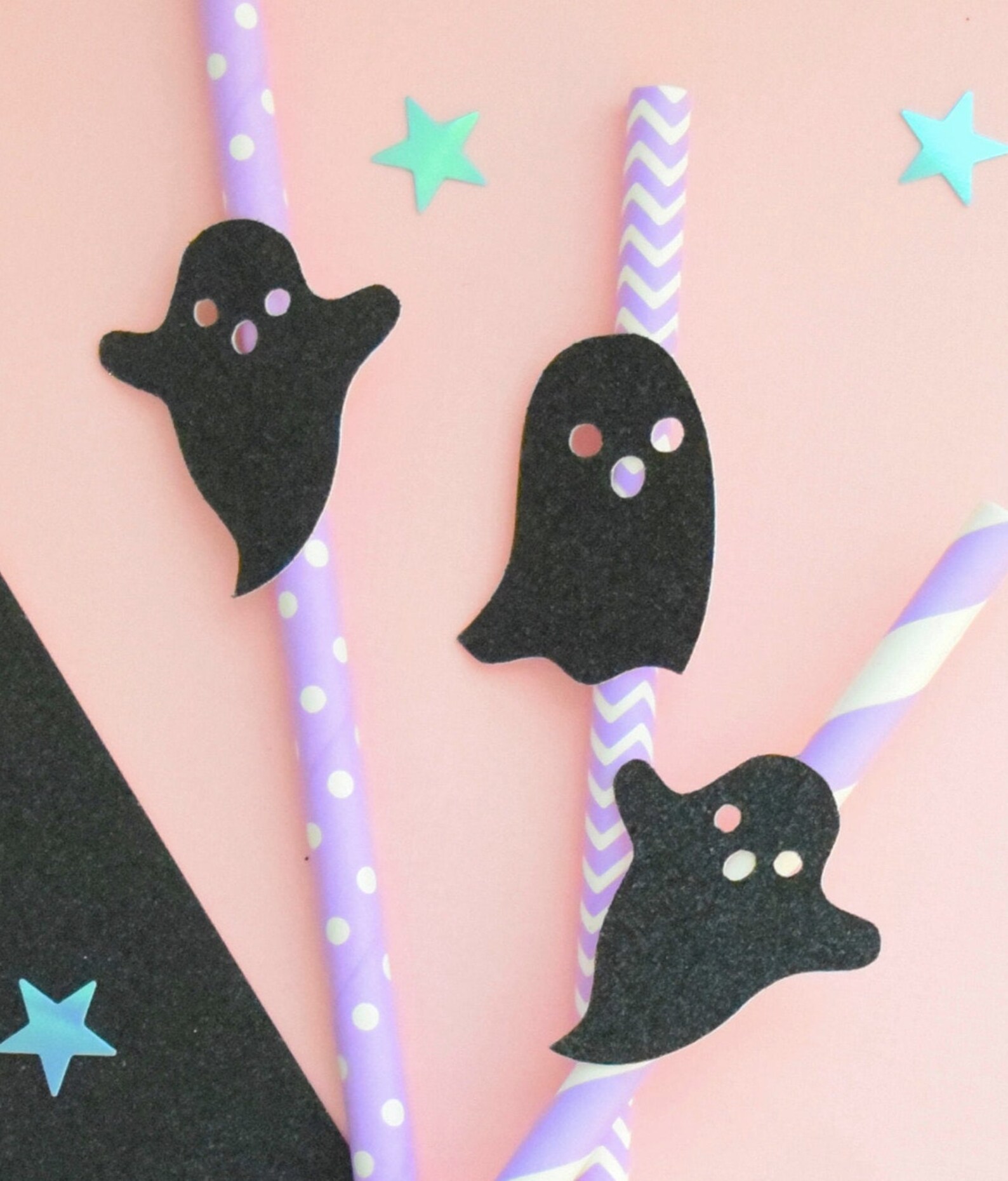 Ghost Halloween Straws Black Glitter Ghost Halloween Straws - Etsy