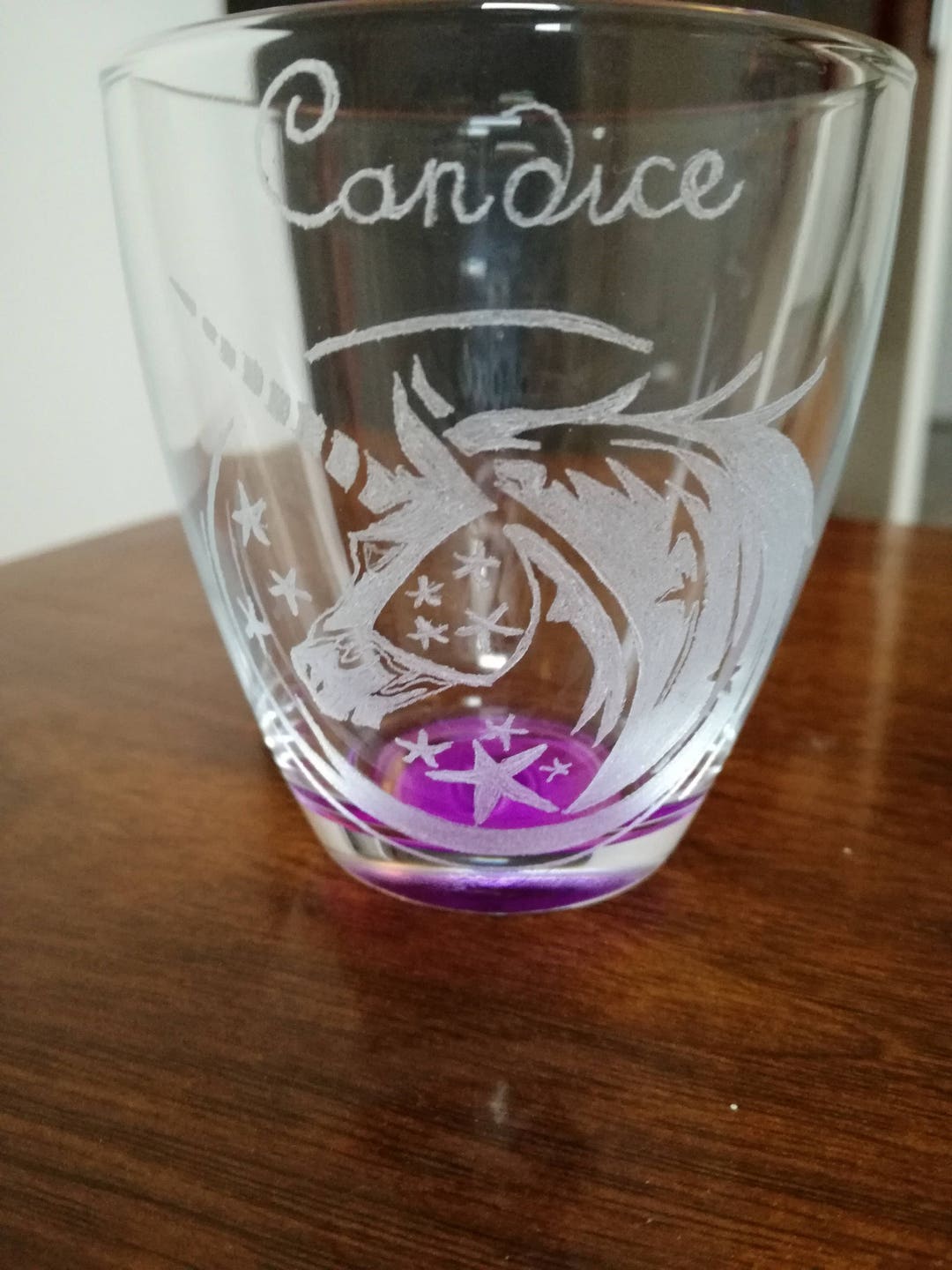 Water Glass With Color Bottom Personalized Engraving of an - Etsy