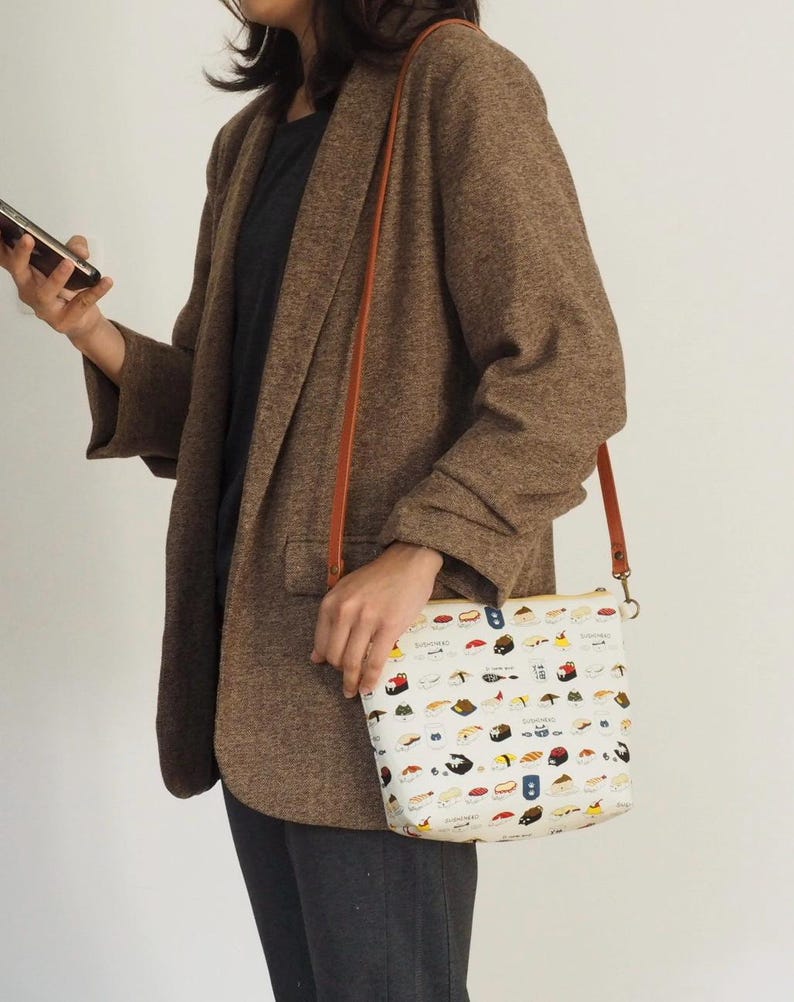 Japanese Cute Cat Crossbody Bag, Handmade Zipper Sling Bag - Etsy