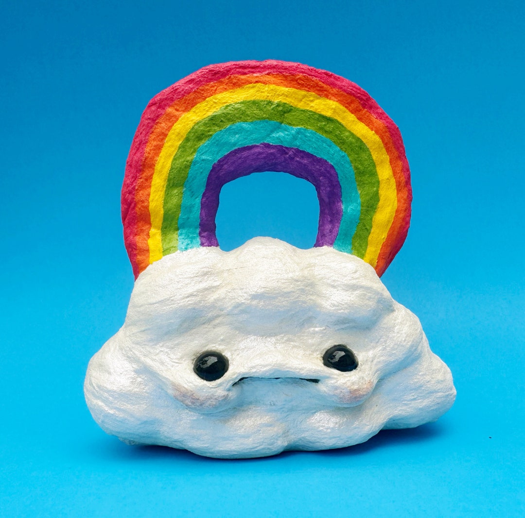 Rainbow Cloud Spun Cotton Sculpture, Pop Art, Anthropomorphic Cloud ...
