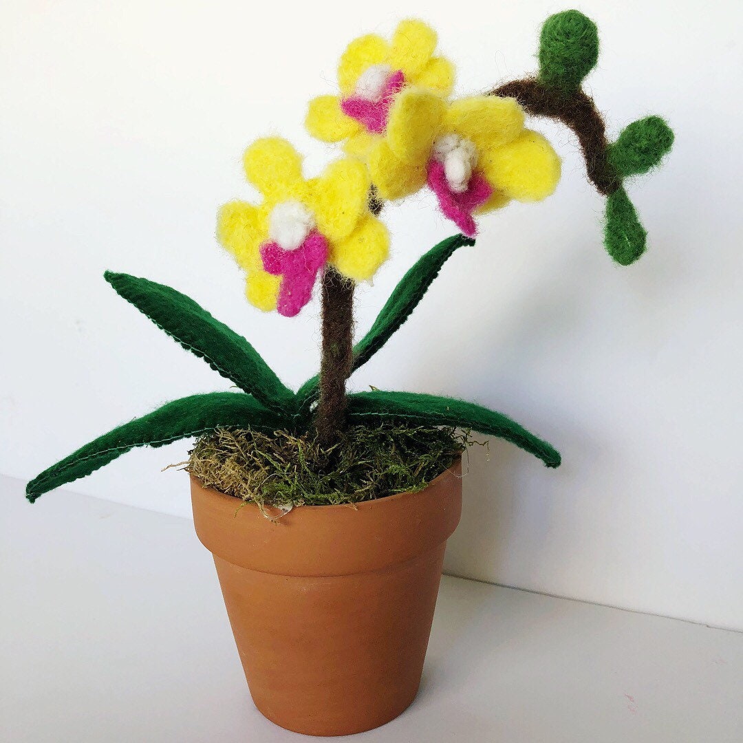 Faux Wool Needle Felt Orchid Plant, Fake Orchid Flower Plant, New House ...