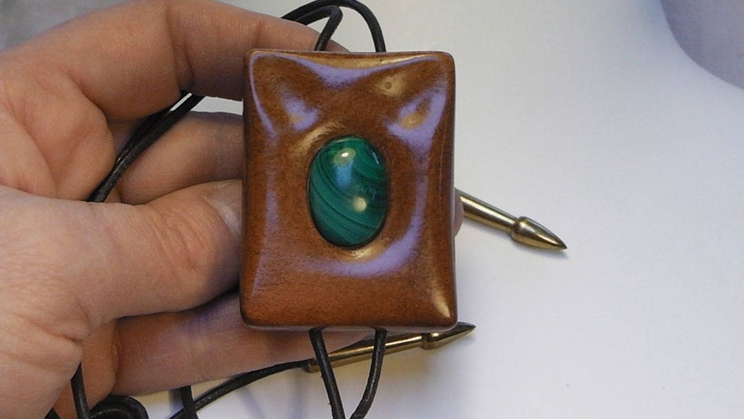 Contemporary, Chic, Tie "bolo Tie" Wood Heather, Malachite Inlay on ...