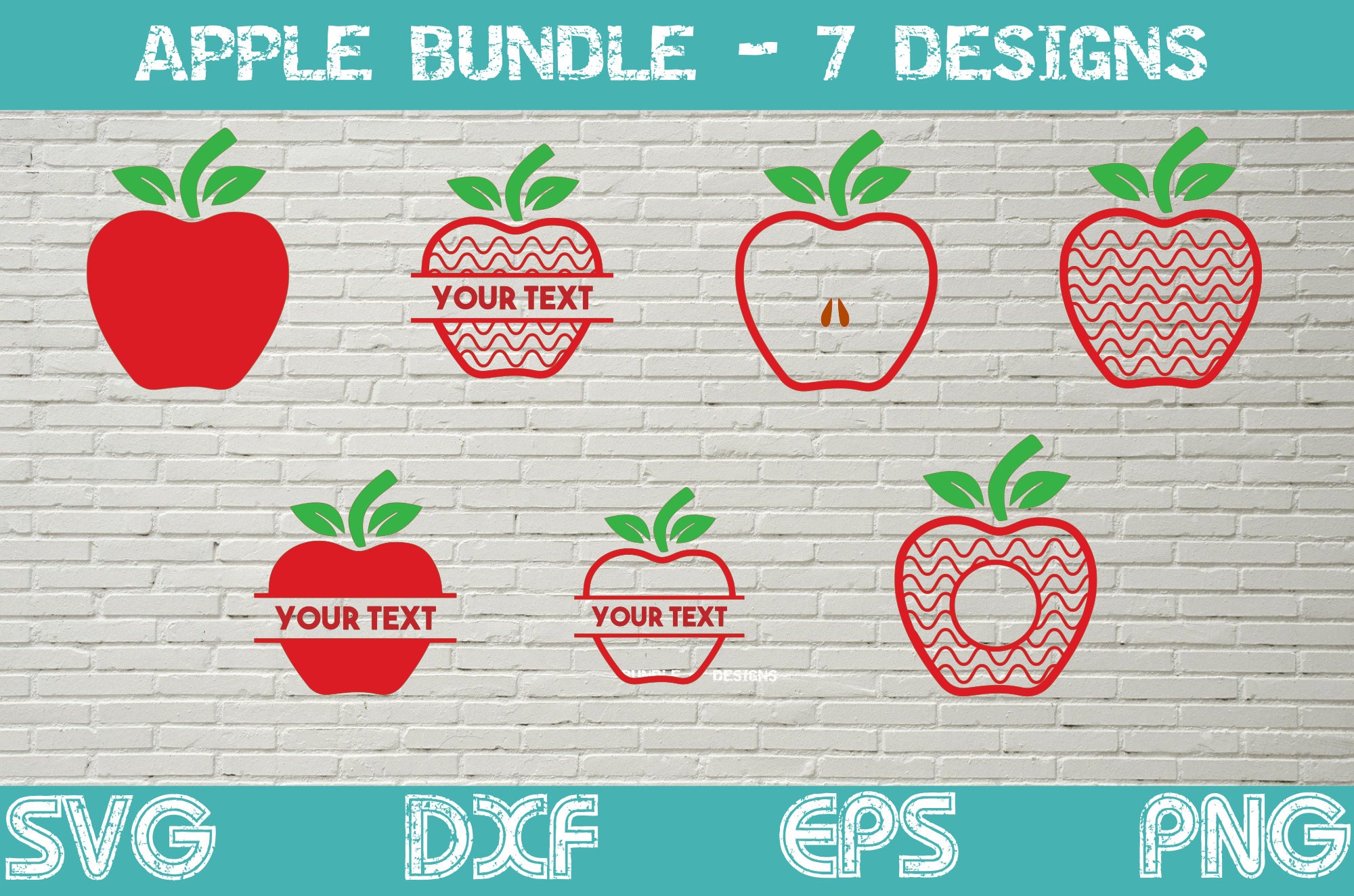 SVG APPLE BUNDLE Svg Silhouette Cut Files Svg Bundle Clipart Design Svg ...