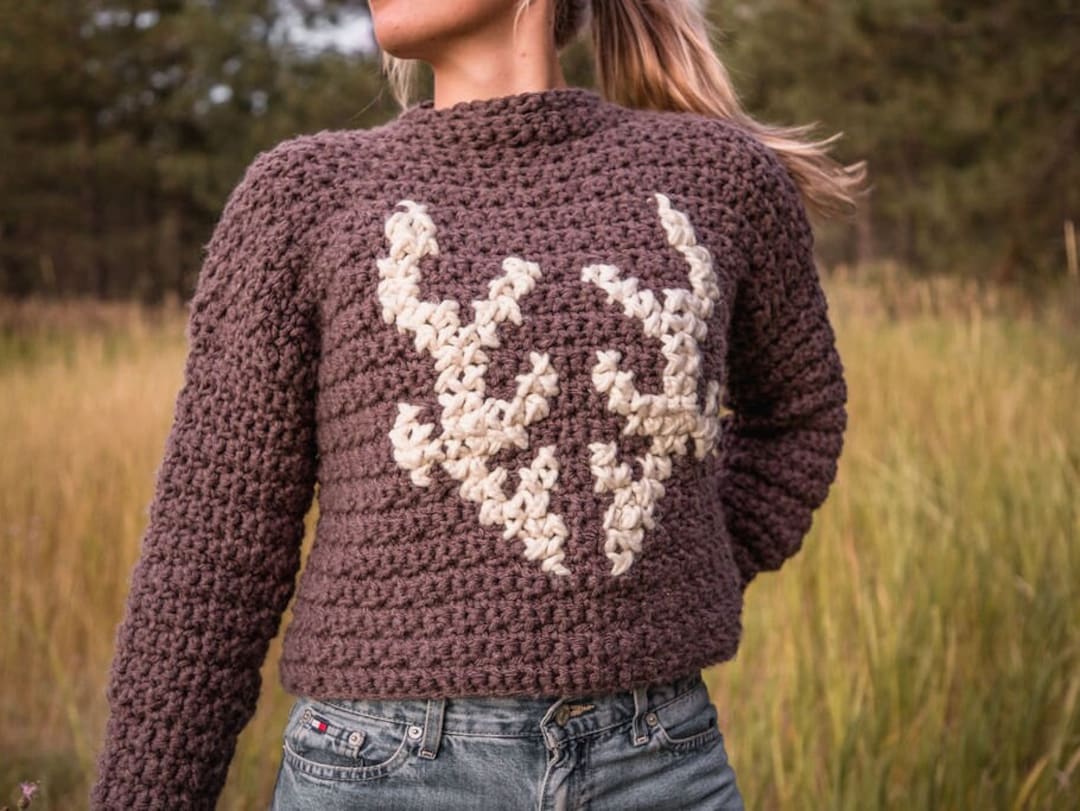 Deer Park Pullover | Crochet Pattern | PDF Download | Antler Sweater ...