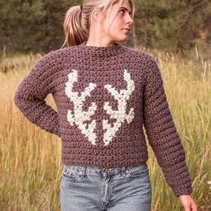 Deer Park Pullover | Crochet Pattern | PDF Download | Antler Sweater ...