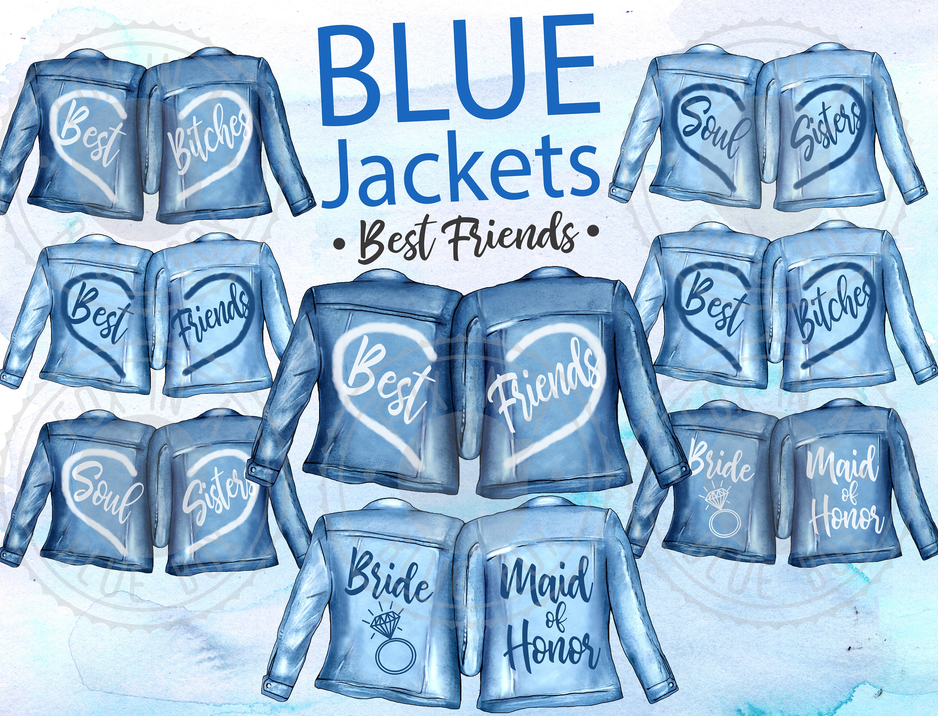 BLUE Jackets Best FRIENDS Clipart Best Friends Jackets BFF | Etsy