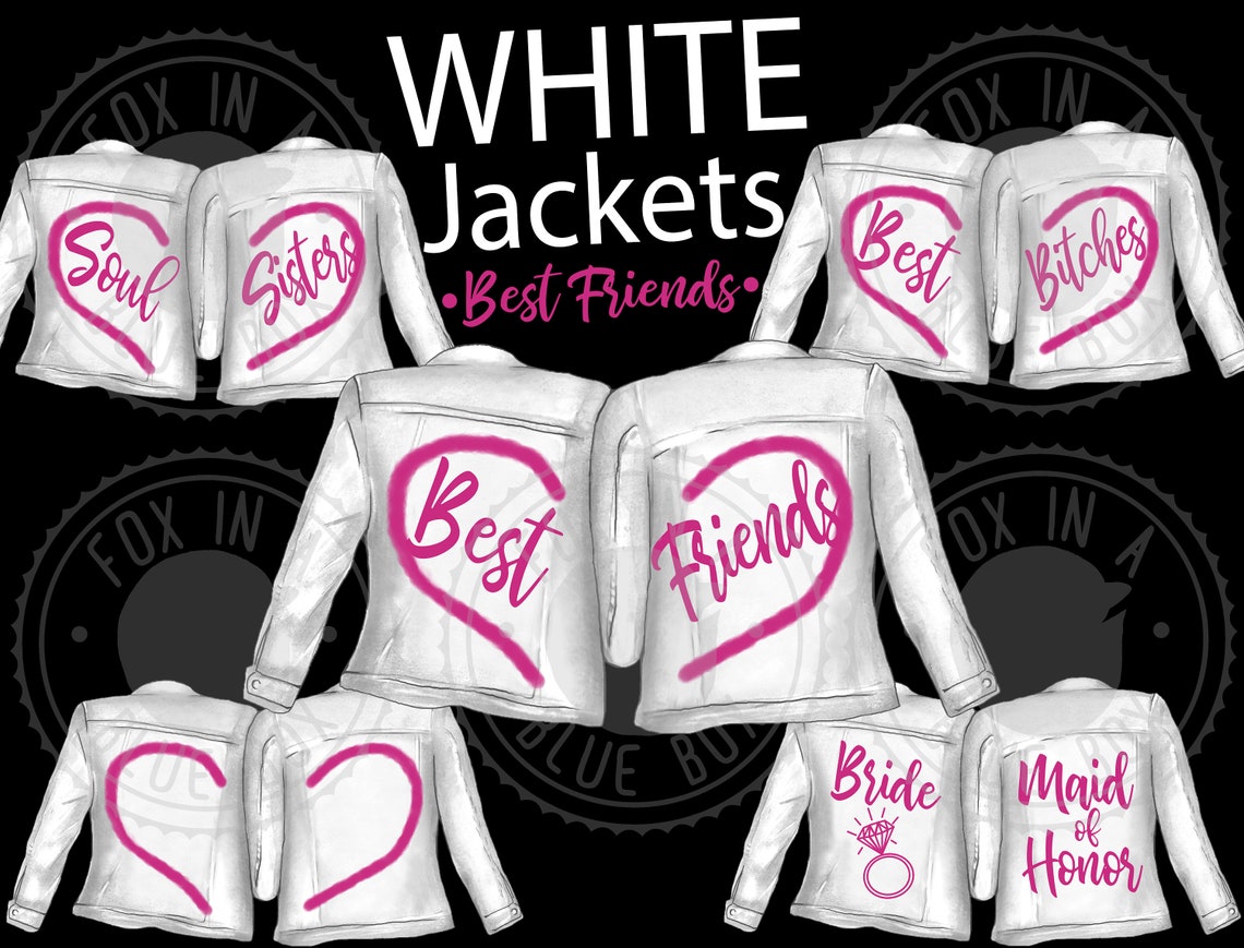 WHITE Jackets Best FRIENDS Clipart Best Friends Jackets BFF - Etsy