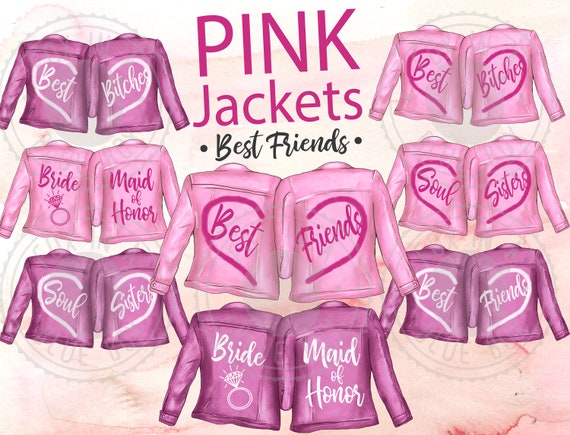 PINK Jackets Best FRIENDS Clipart Best Friends Jackets BFF - Etsy