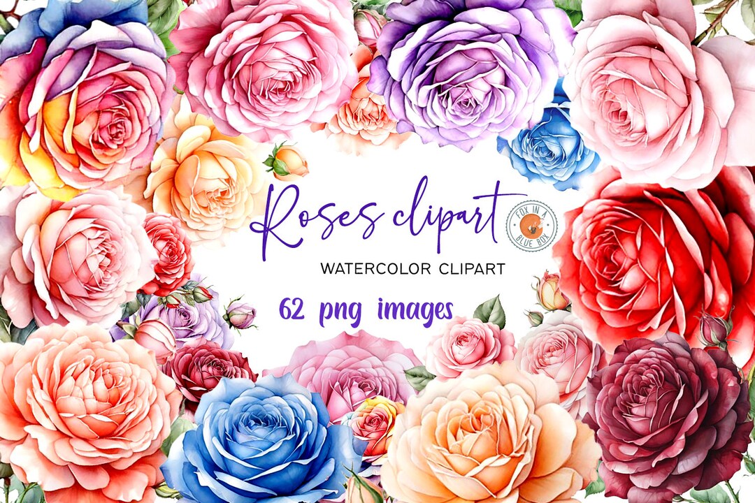 Roses Clipart, Roses in PNG Format, Watercolor Roses Clipart ...