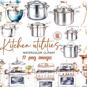 Watercolor Kitchen Utensils Clipart: PNG Images (digital Download) - Etsy