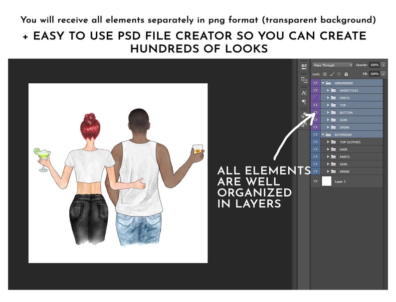 COUPLE CREATOR Couple Clipart Custom Male and Female Best - Etsy