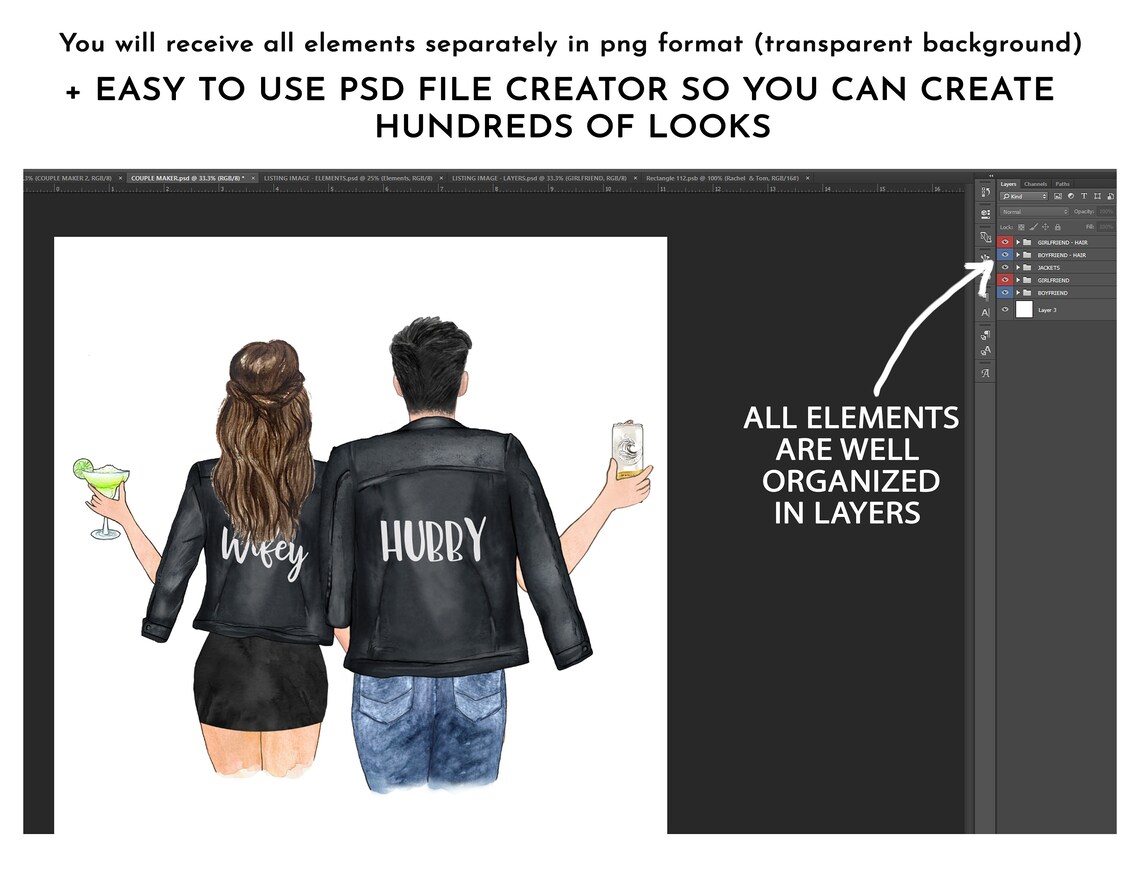 COUPLE Matching JACKETS Creator Couple Clipart Custom Male and - Etsy