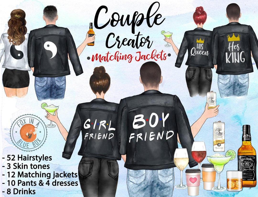 COUPLE Matching JACKETS Creator Couple Clipart Custom Male and Female ...