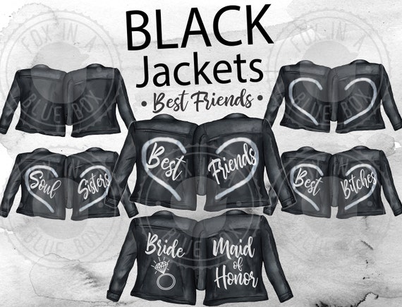 BLACK Jackets Best FRIENDS Clipart Best Friends Jackets BFF | Etsy