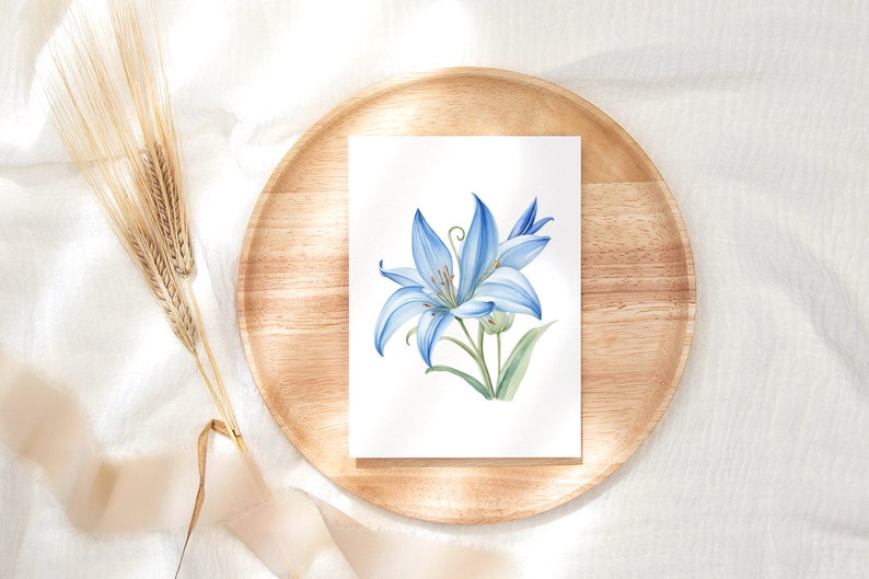 Blue Lily Clipart, Blue Lily Flowers in PNG Format, Watercolor Blue ...
