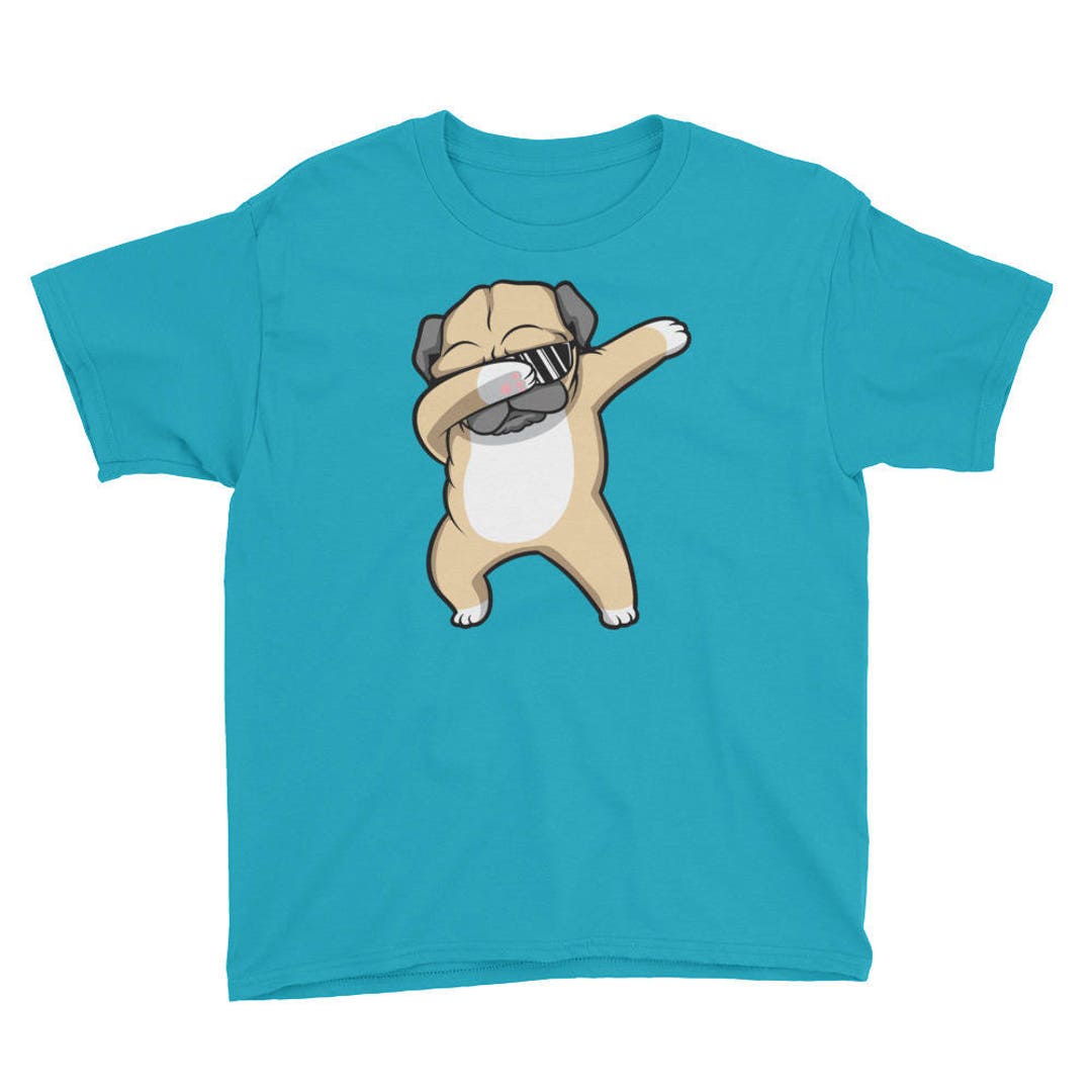 Dabbing Pug Shirt - Funny Cute Dog Dab Dance Youth Short Sleeve T-shirt ...