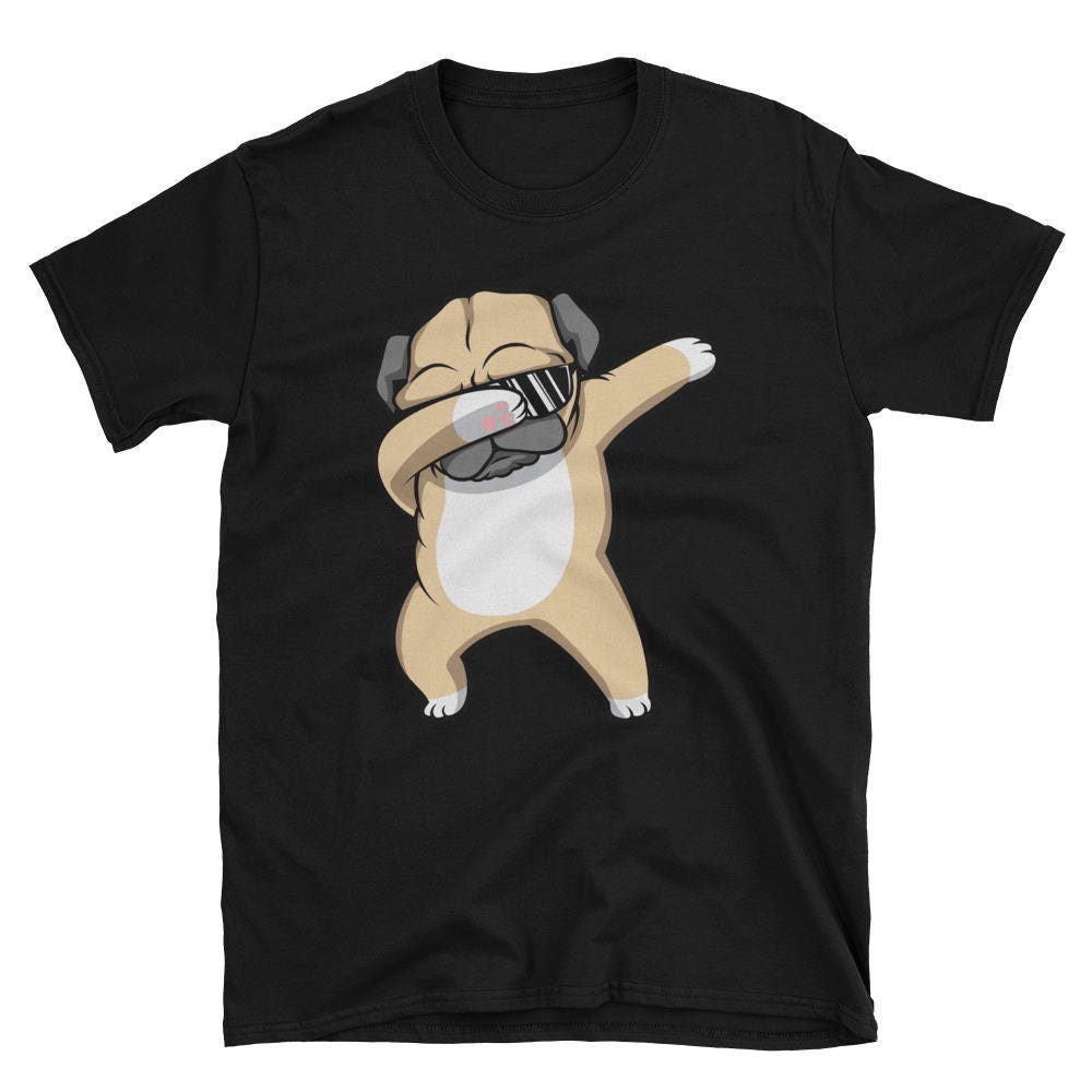 Dabbing Pug Shirt - Funny Cute Dog Dab Dance Short-sleeve Unisex T ...