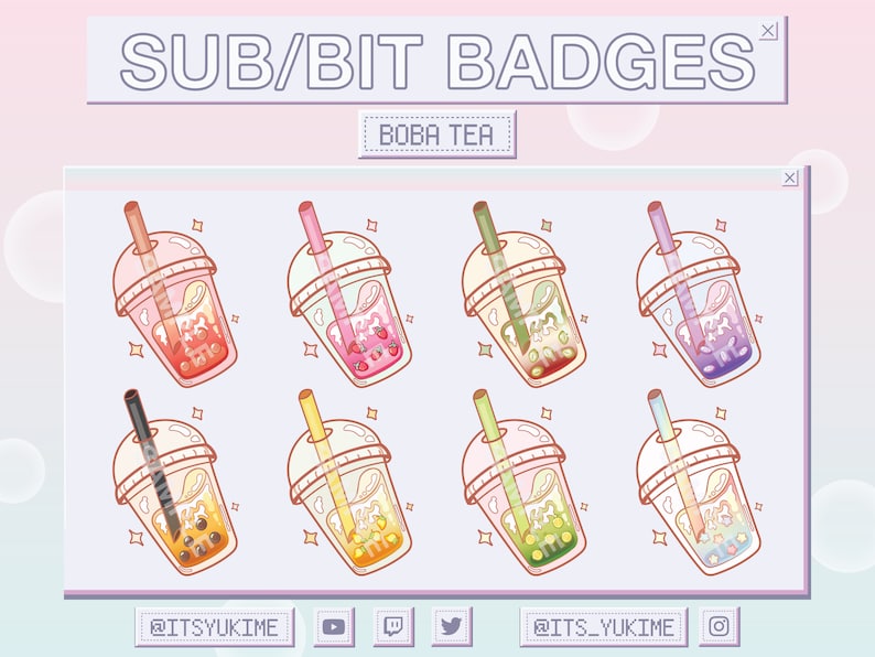 Twitch Sub Badges Boba Tea Bubble Tea Bundle - Etsy