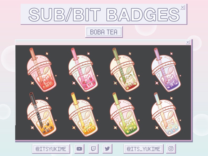Twitch Sub Badges Boba Tea Bubble Tea Bundle - Etsy