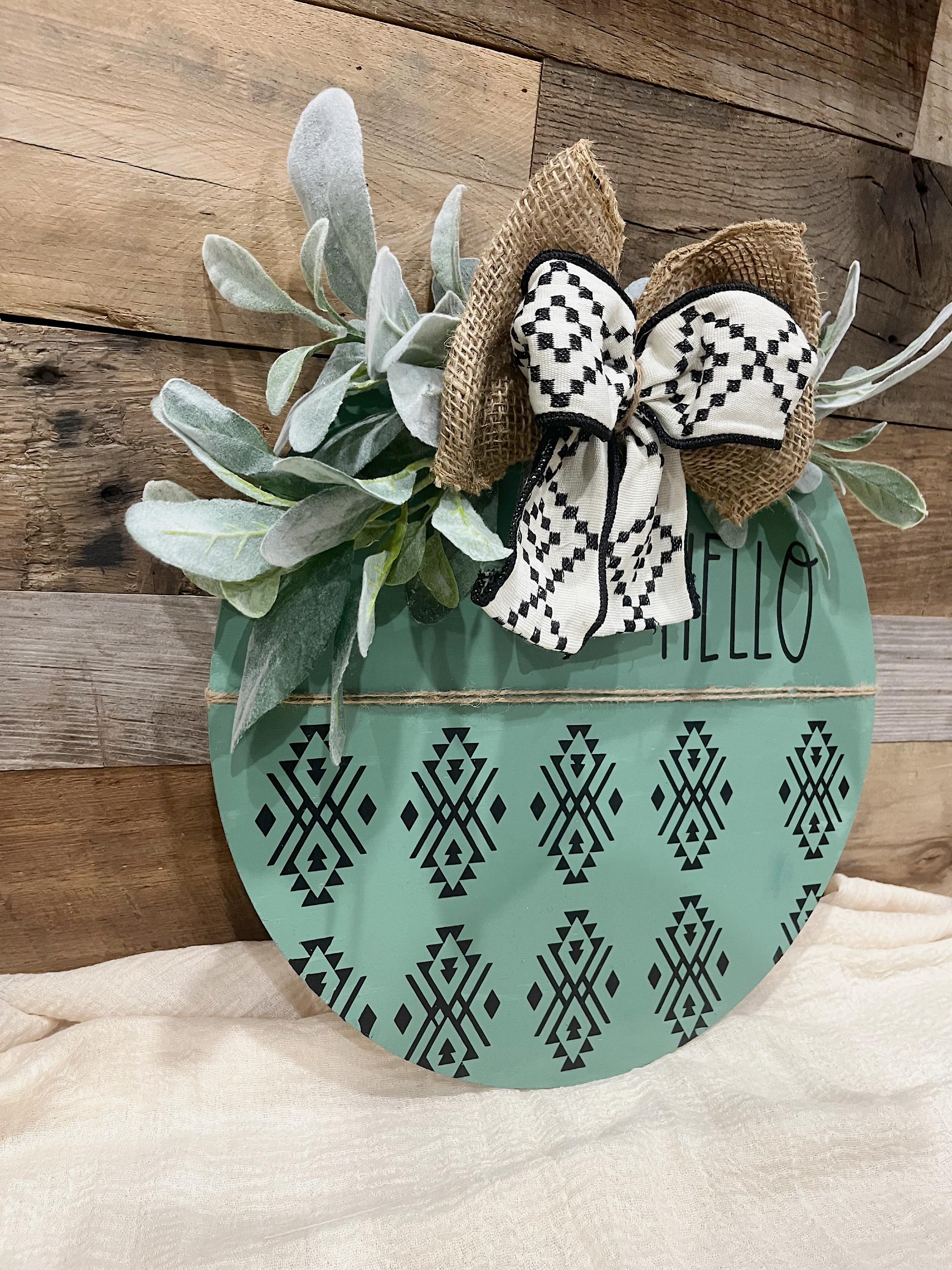 Aztec Hello Sign, Door Sign, Western Door Sign, Cute Hello Door Sign ...